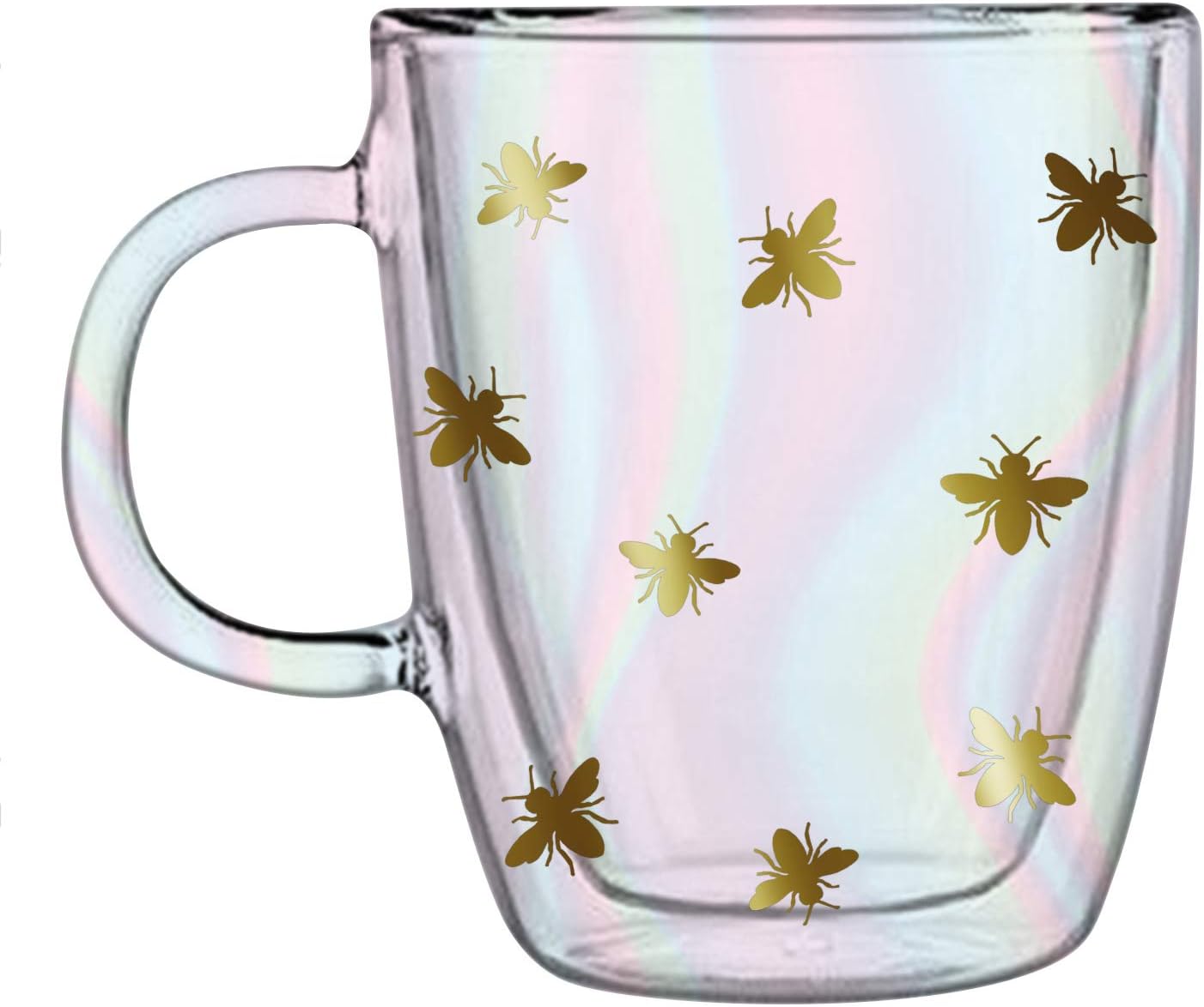 Set of 4 Slant Collections Glass Coffee/Tea Mug, 12-Ounce, Buzzing Bee ...