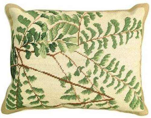 Michaelian Home - Luxury Handmade Fern Needlepoint Pillow - 16" x 20 ...
